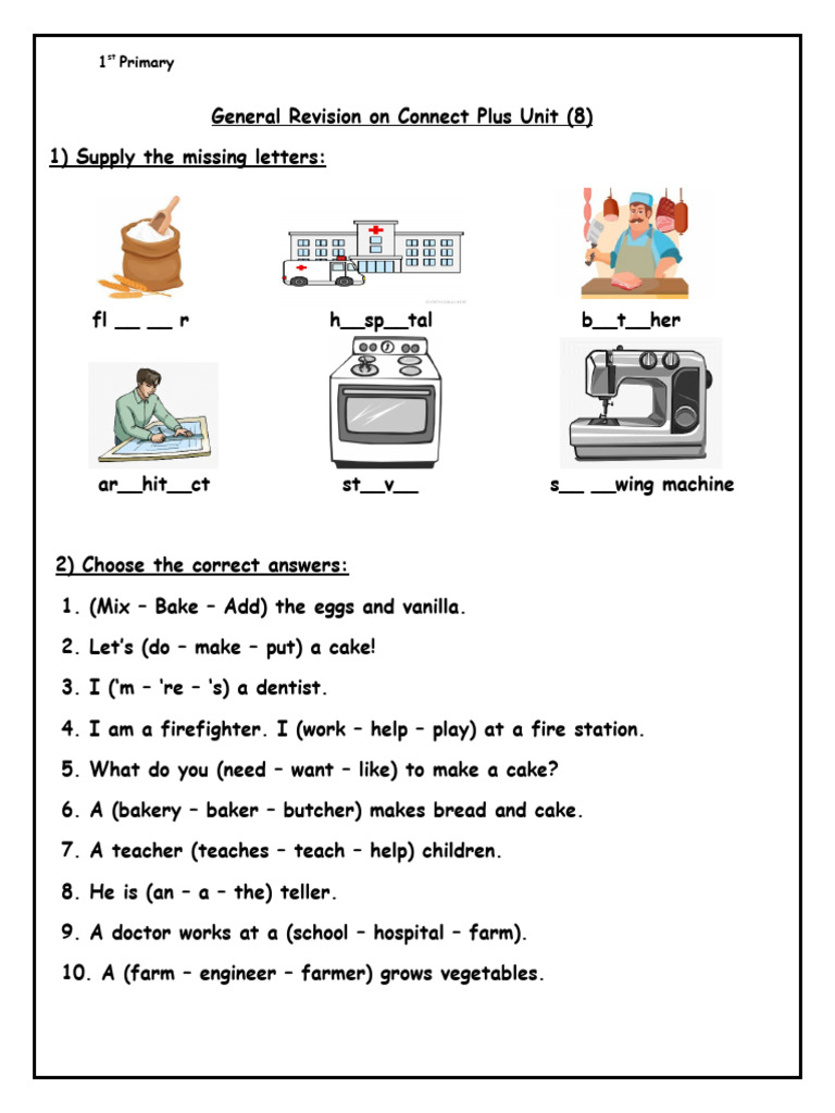General Revision On Connect Plus Unit (8) - 1st Primary | PDF | Breads | Cakes