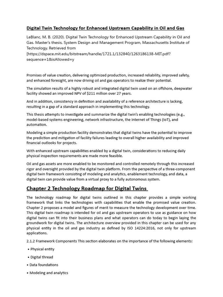 Digital Twin Technology For Enhanced Upstream Capability in Oil and Gas ...