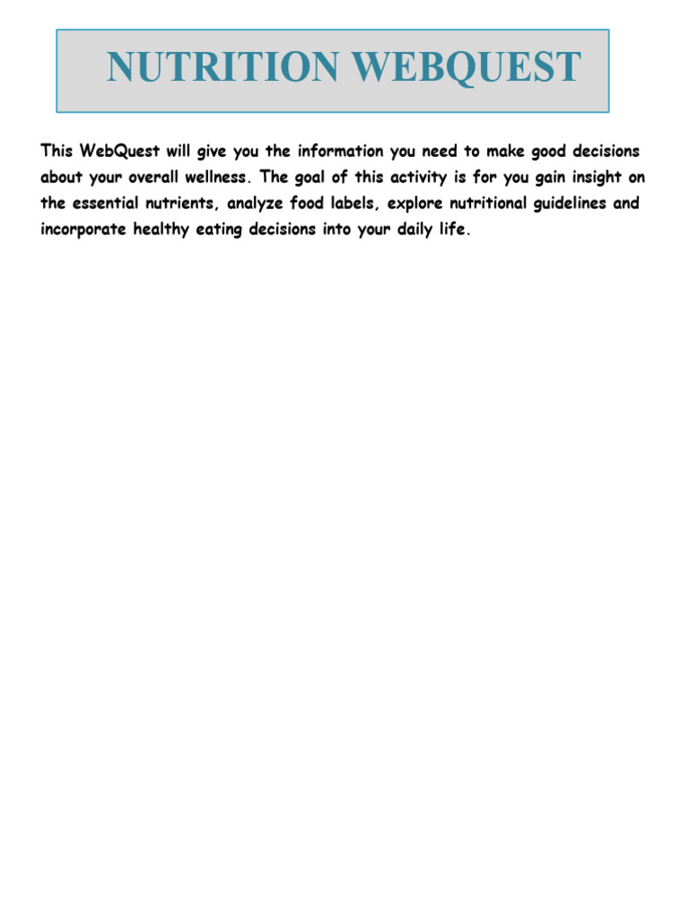 Nutrition Webquest | PDF | Nutrients | Diet (Nutrition)