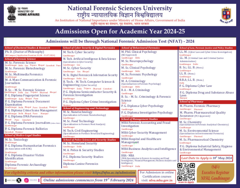 NFSU Admission 2024-25 | PDF | Forensic Science