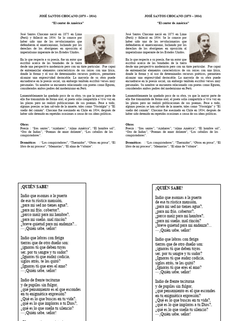 José Santos Chocano | PDF | Poesía