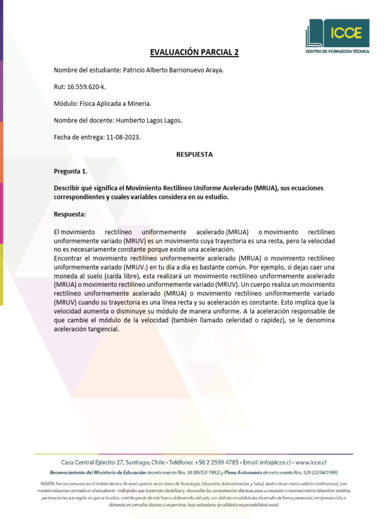 EVALUACIÓN PARCIAL 2 Fisica | PDF