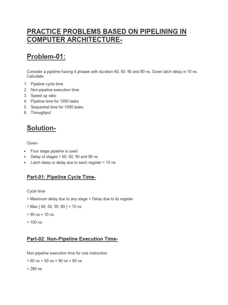 Practice Problems Based On Pipelining | Download Free PDF | Hertz | Central Processing Unit