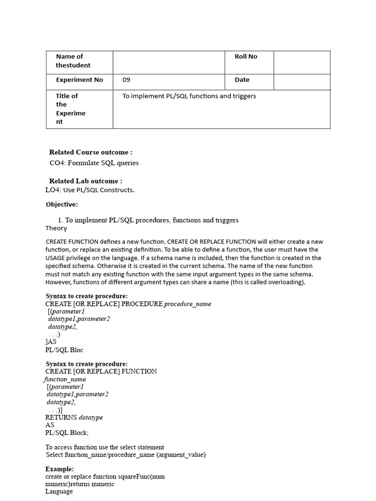 Dbms 9 | PDF | Pl/Sql | Programming Paradigms
