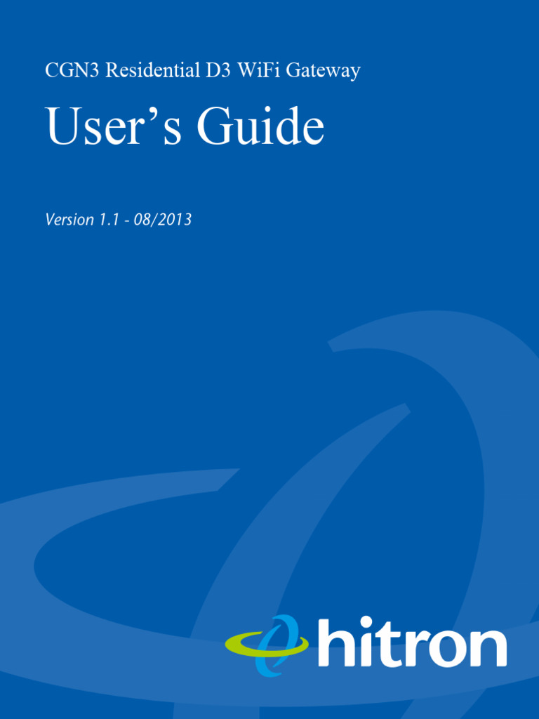 Hitron Modem User Guide cgn3 Res | PDF | Ip Address | Wireless Lan