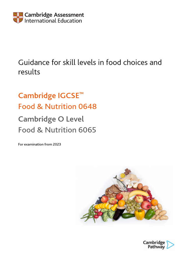 0648 Guidance For Skill Levels in Food Choices and Results (For ...