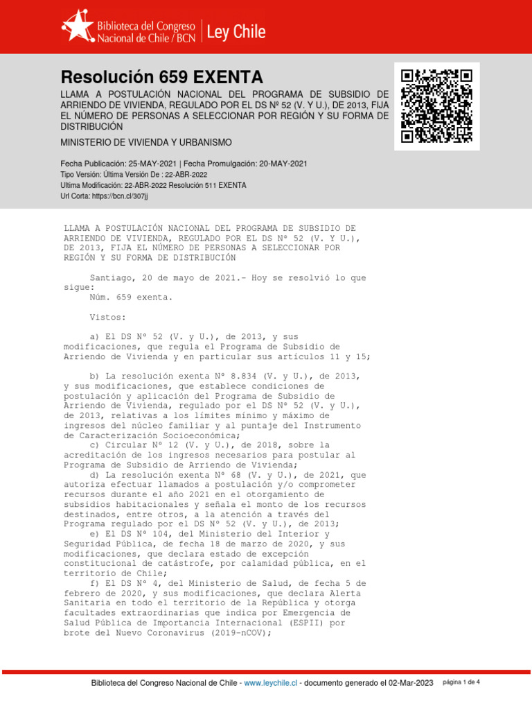 Resolucion 659 EXENTA - 25 MAY 2021 | PDF | Chile