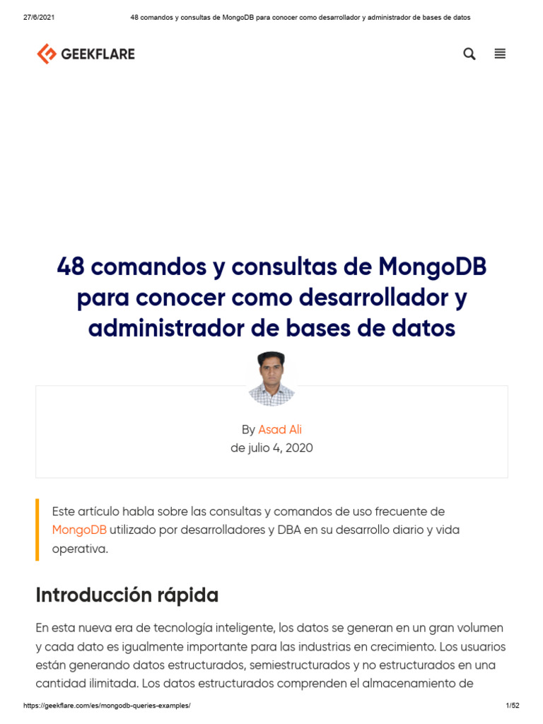 Comandos en Mongodb | Descargar gratis PDF | Mongo Db | Ciencias de la Información