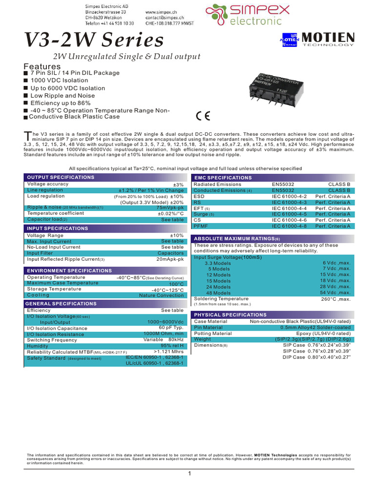 V3 2W Datasheet | PDF | Capacitor | Electronic Filter