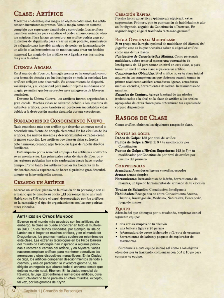 Artificiero DND Eberron | PDF