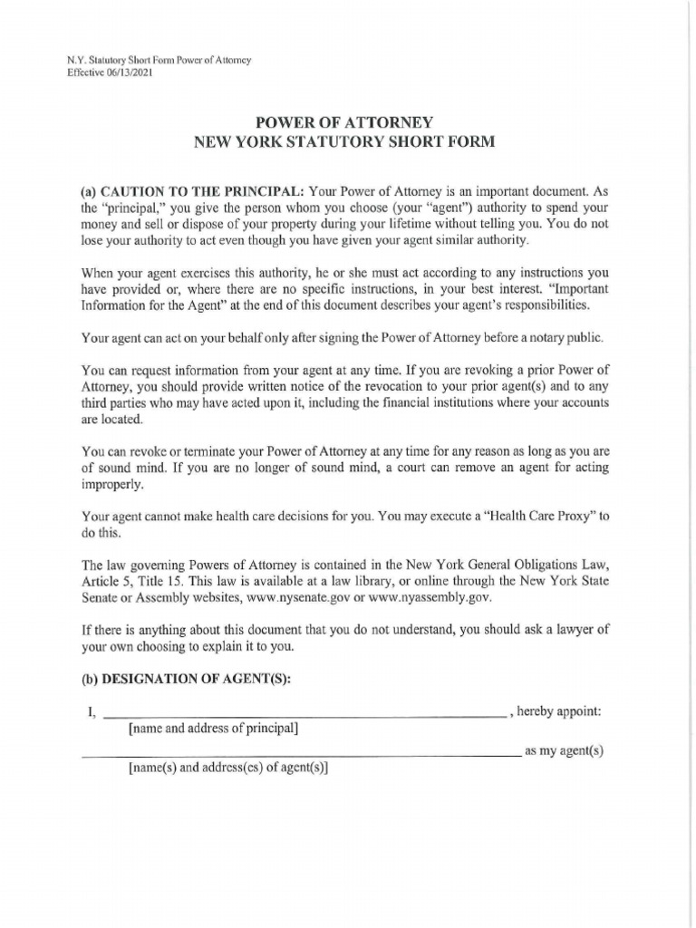 2021 POA Form | PDF | Law Of Agency | Power Of Attorney