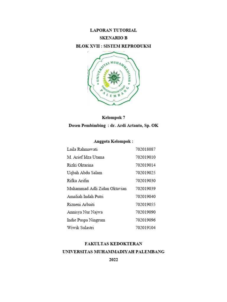 Laporan Tutorial Skenario B Blok Xvii: Sistem Reproduksi | PDF
