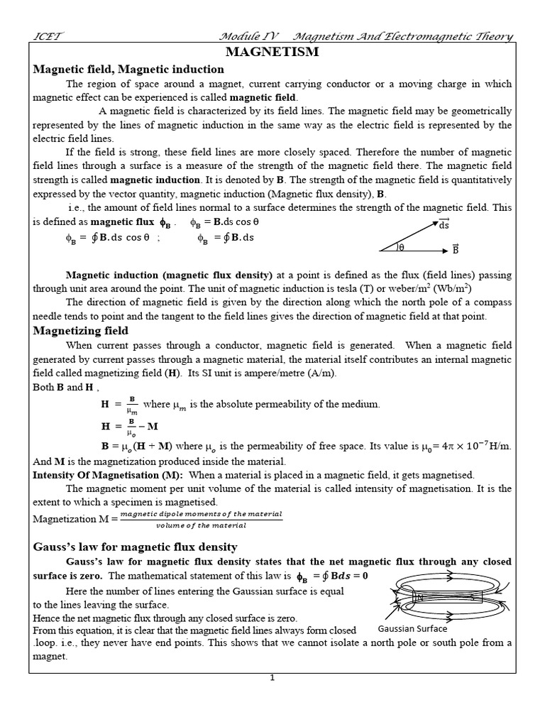 Module IV - Magnetism and EM Theory | PDF | Electromagnetic Induction ...
