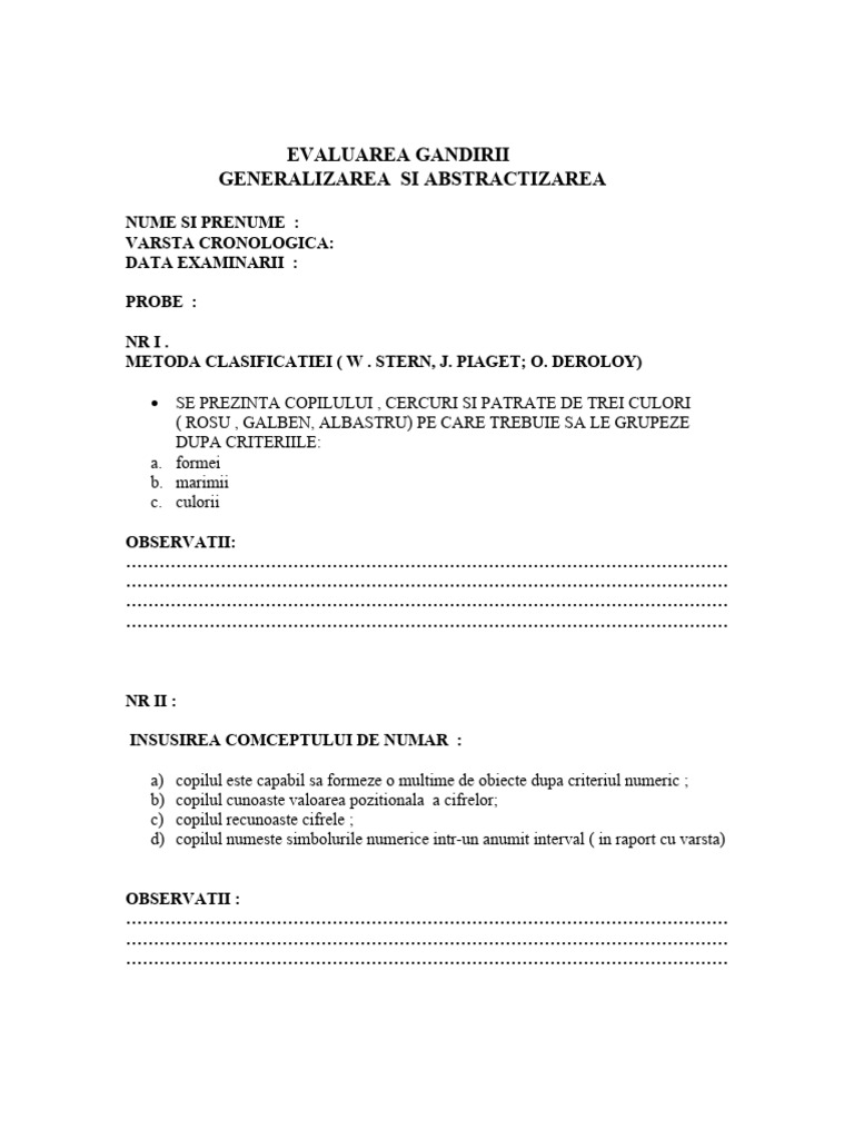Evaluarea Gandirii - Generalizare | PDF