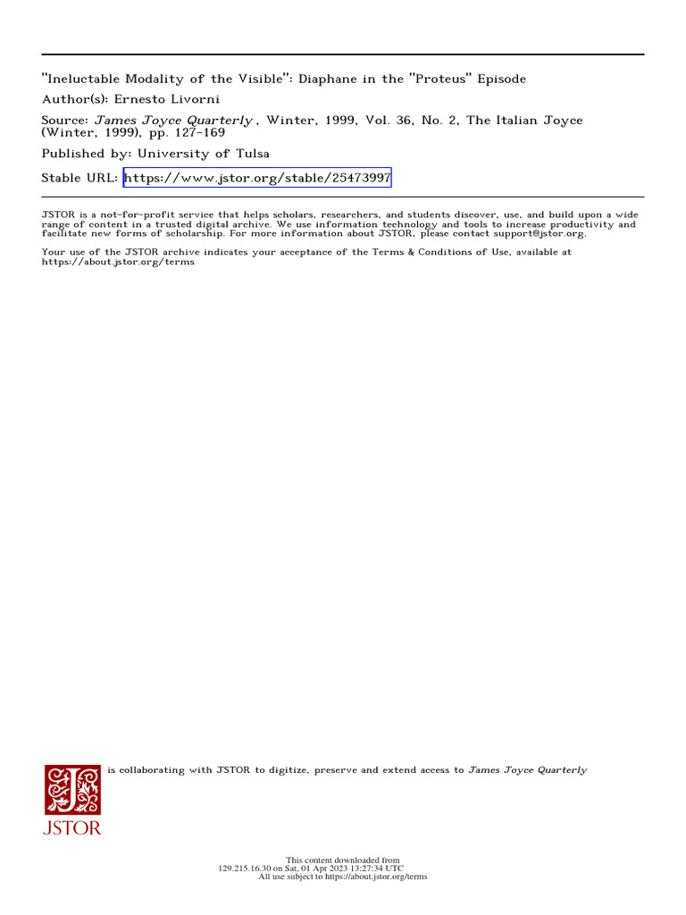 Joyce's 'Proteus' Episode Analysis | PDF | Divine Comedy | Aristotle