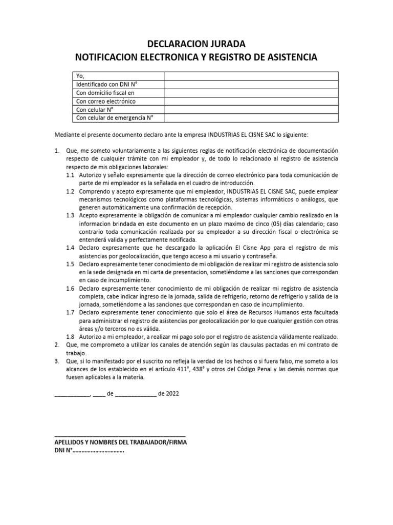 Declaracion Jurada | PDF | Documento de identidad