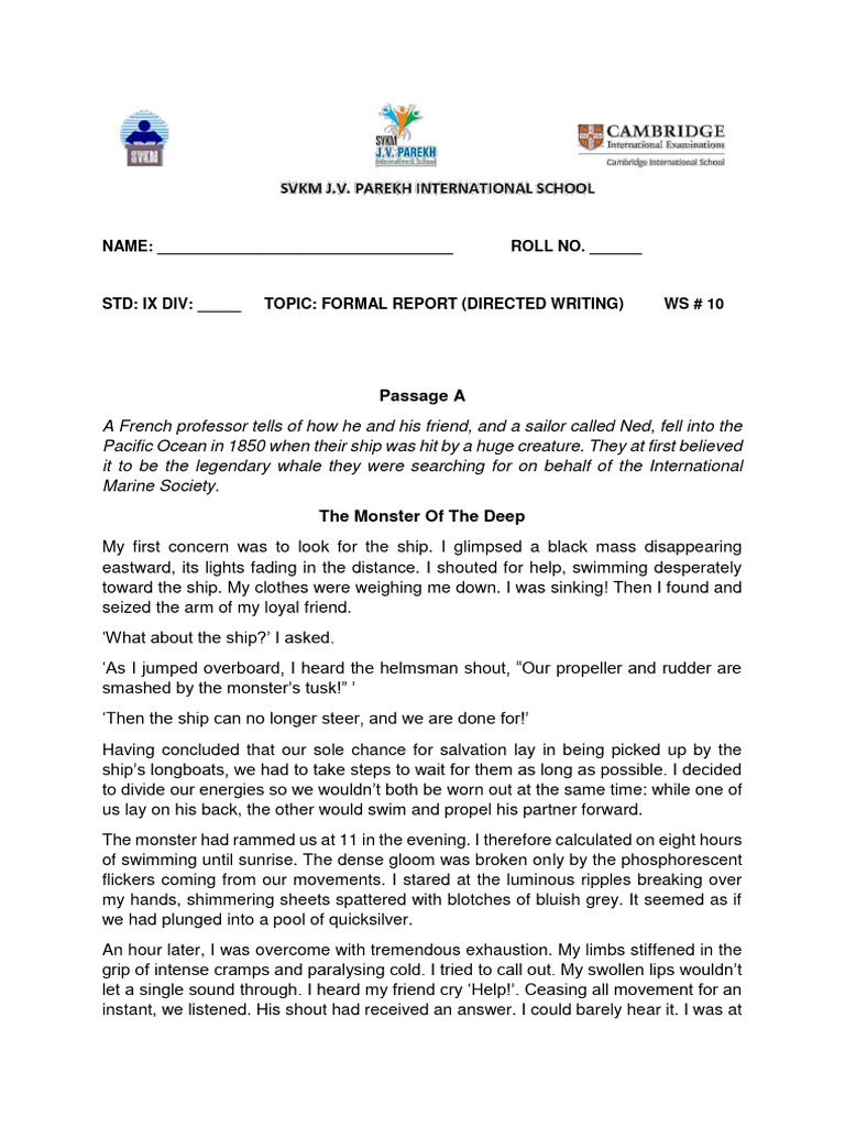 Grade 9 - English Language - Formal Report - Worksheet - 10 | PDF