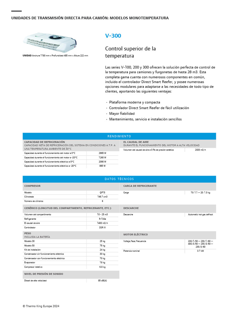 Hoja Tecnica Thermo King V-300 | PDF