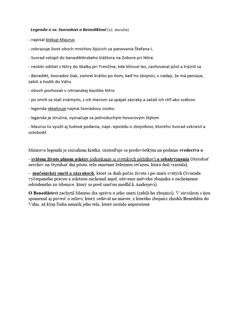 Legenda o Sv. Svoradovi A Benediktovi | PDF