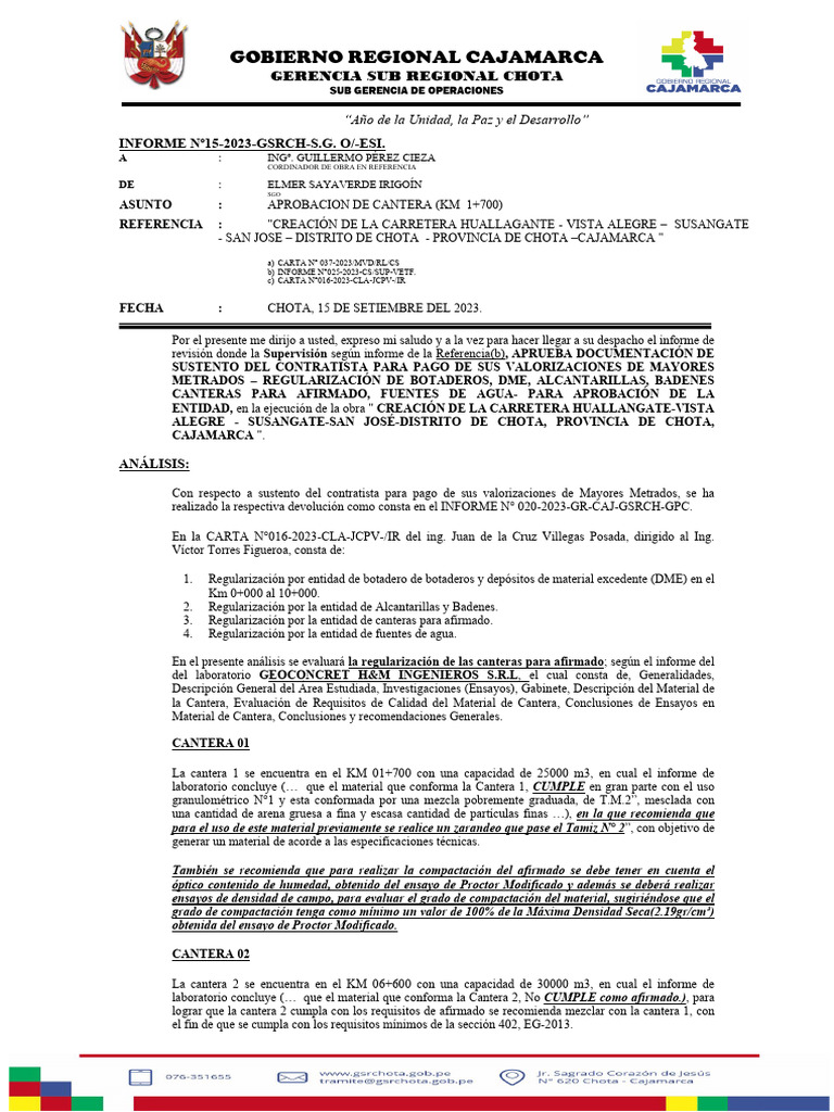 Aprobacion de Afirmado | PDF