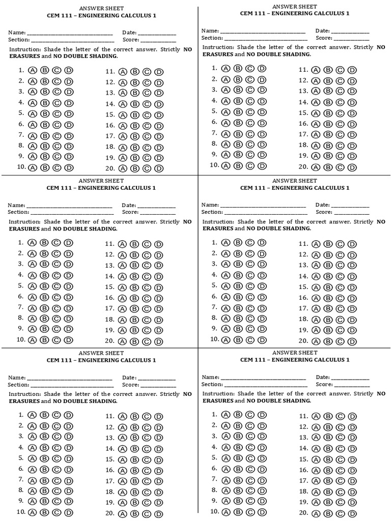 Final Exam - Answer Sheet | PDF