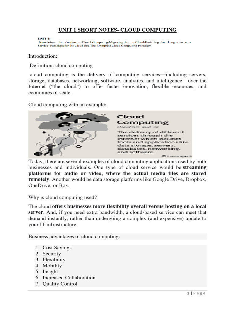 Unit 1 Cloud Computing Pdf Cloud Computing Software As A Service