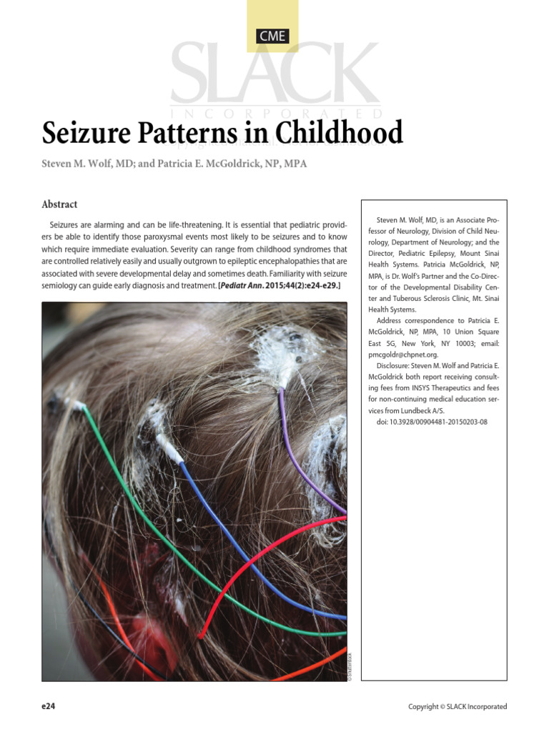 Seizure Patterns in Childhood | PDF | Epilepsy | Neurological Disorders