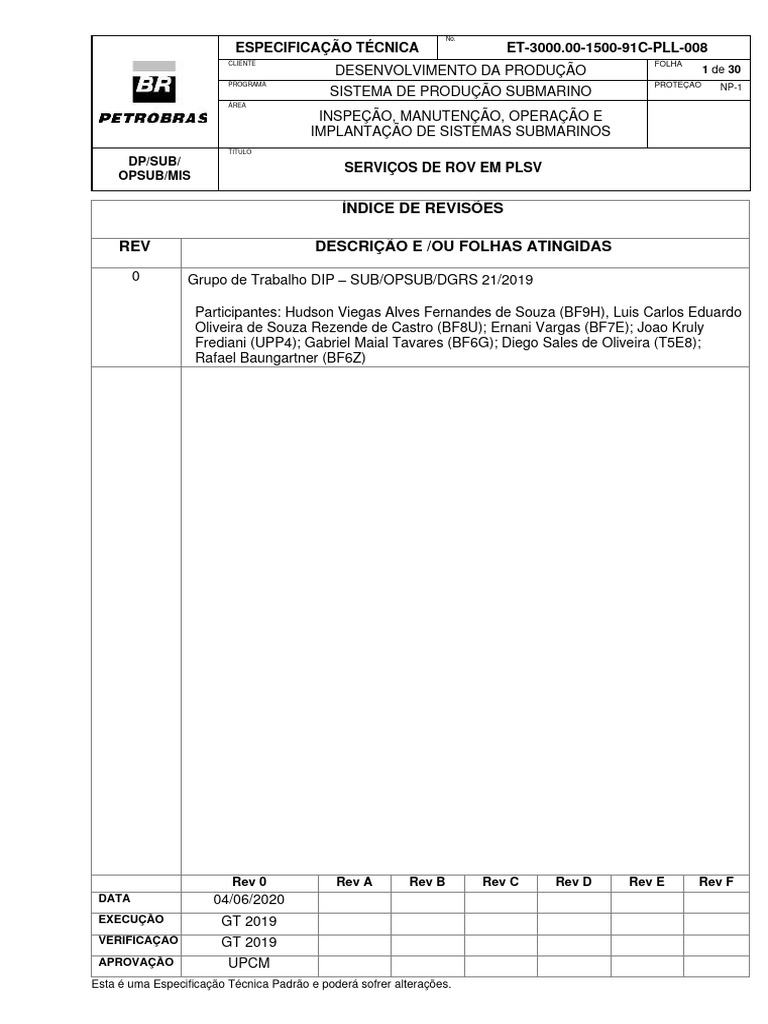 Serviços de ROV em Sistemas Submarinos | PDF | Planejamento | Tempo