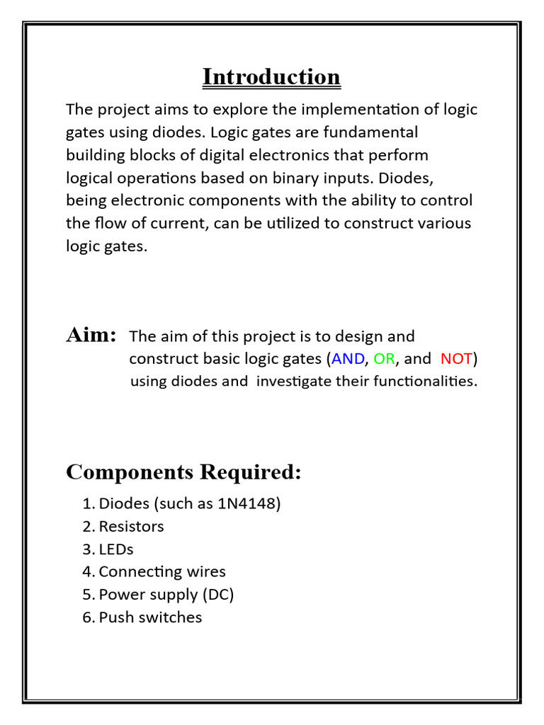 Diode-Based Logic Gates Project | PDF | Logic Gate | Electronic Circuits