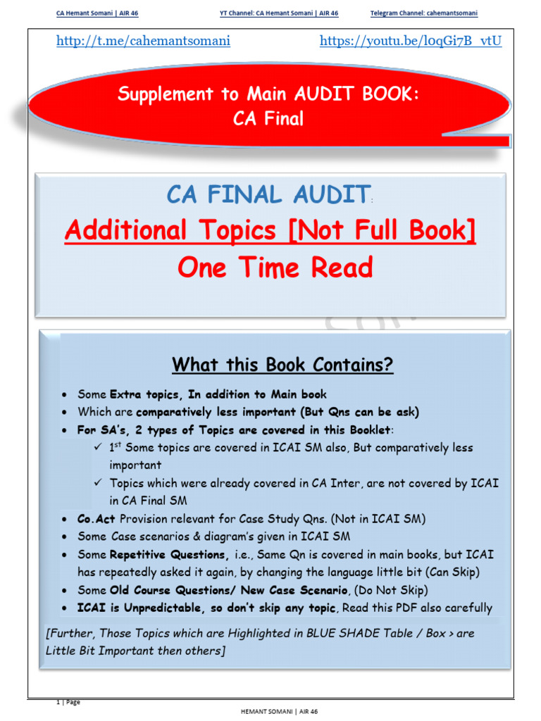 CA Final Audit Supplement Guide | PDF | Audit | Internal Control