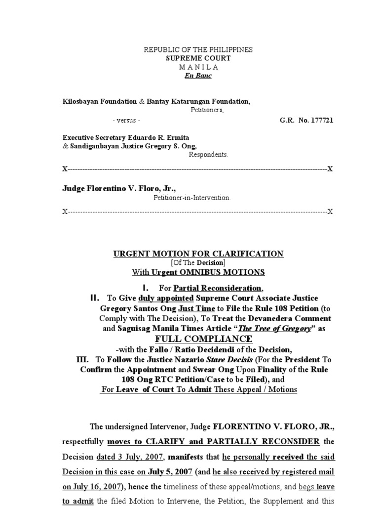 Motion For Clarification | PDF | Judiciaries | Public Law