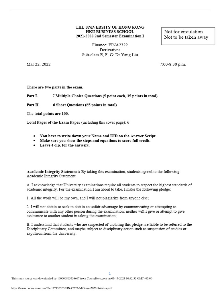 FINA2322 Exam Overview and Case Studies | PDF | Futures Contract ...