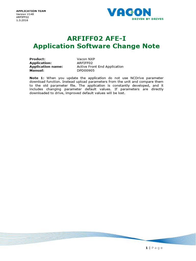 ReleaseNote ARFIFF02V148 | PDF | Parameter (Computer Programming) | Analog To Digital Converter