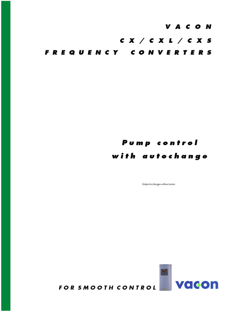 Vacon Cx/Cxl/Cxs Frequency Converters: Pump Control With Autochange | PDF | Electric Motor ...