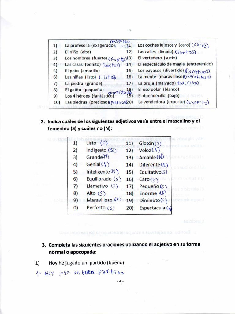 Lengua - Adjetivos - 01 | PDF