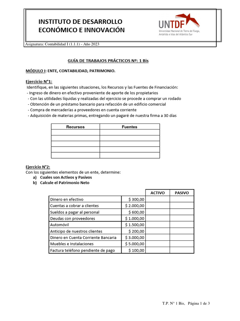 TP 01-2023 - Bis | PDF | Contabilidad | Dinero