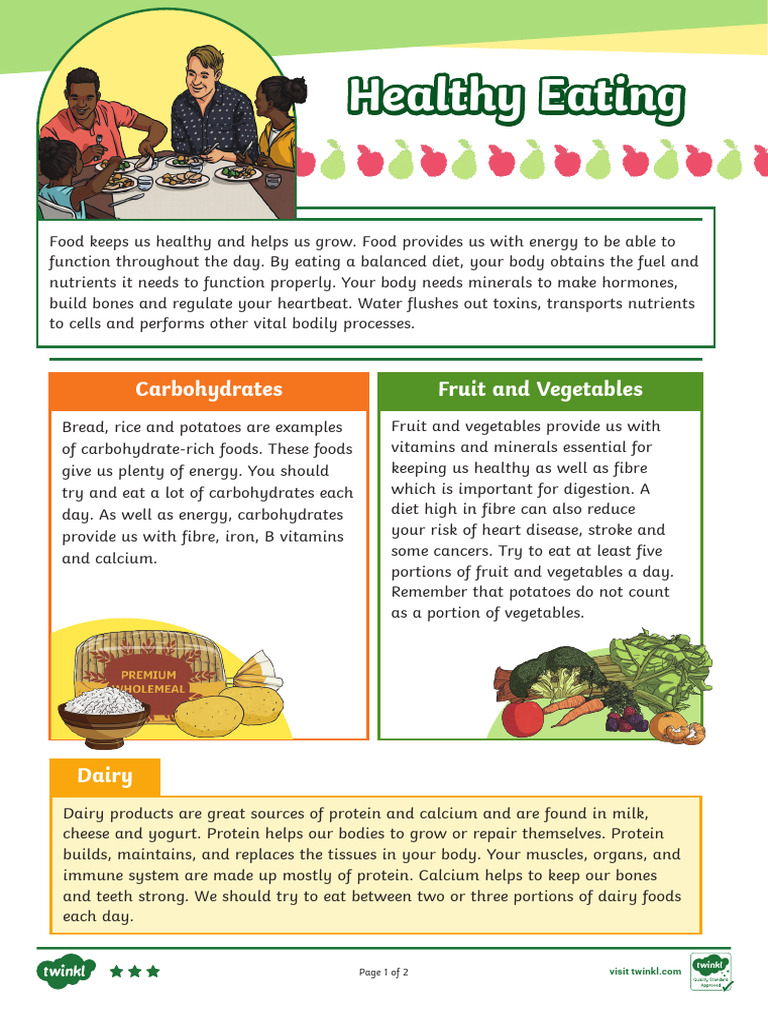 Healthy Eating Reading Comprehension | PDF | Foods | Healthy Diet