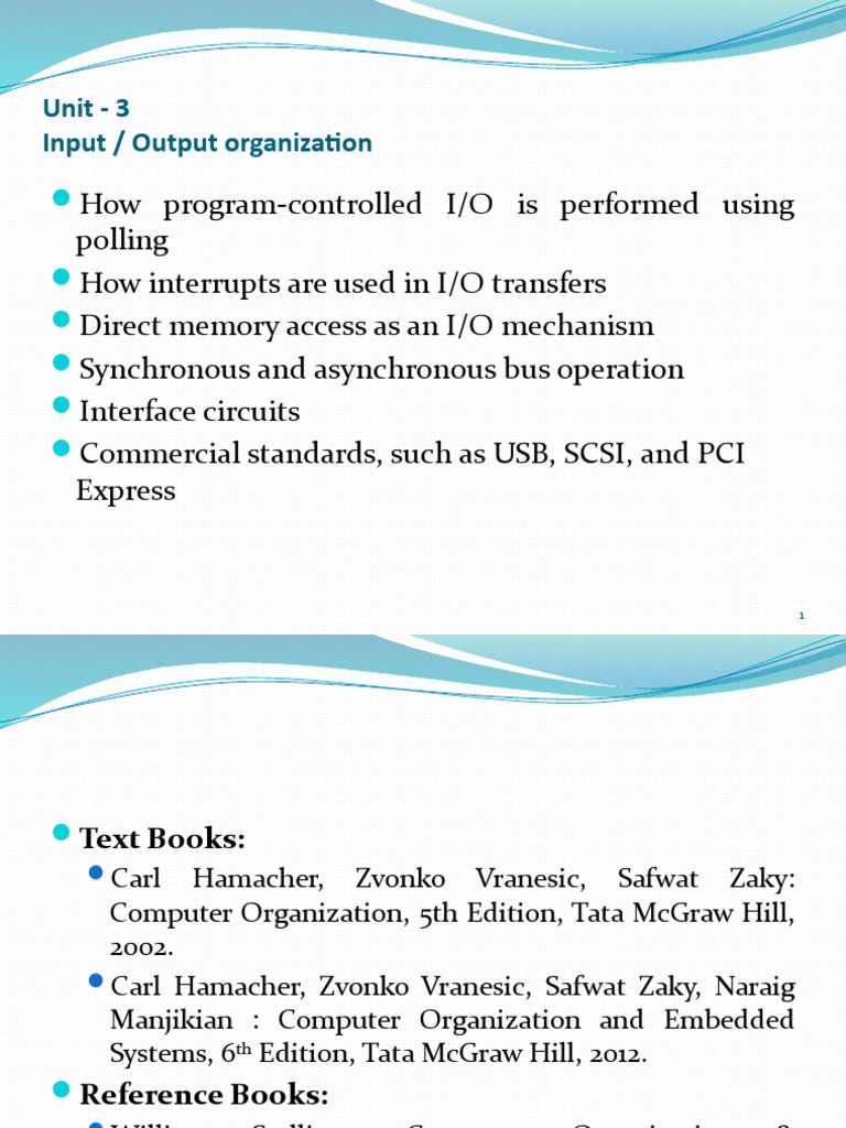 B Tech CSE - IV Sem - TCS 404 Computer Organisation - Unit-3 Part I | PDF | Input/Output ...