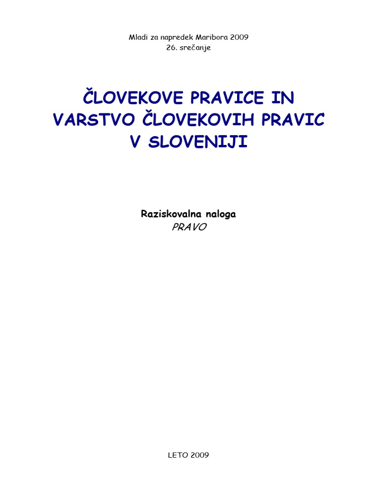 Lovekove Pravice in Varsvo Lovekovih Pravic V Sloveniji | PDF