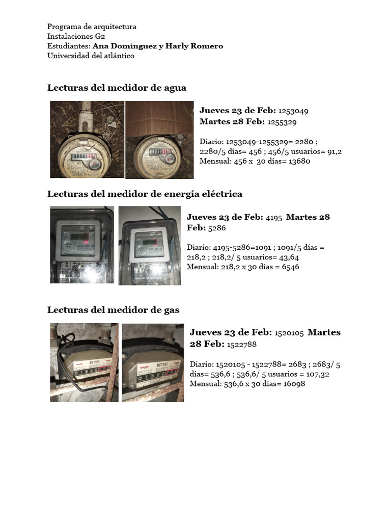 Lecturas Del Medidor de Agua | PDF | Inicio | Implementos nacionales