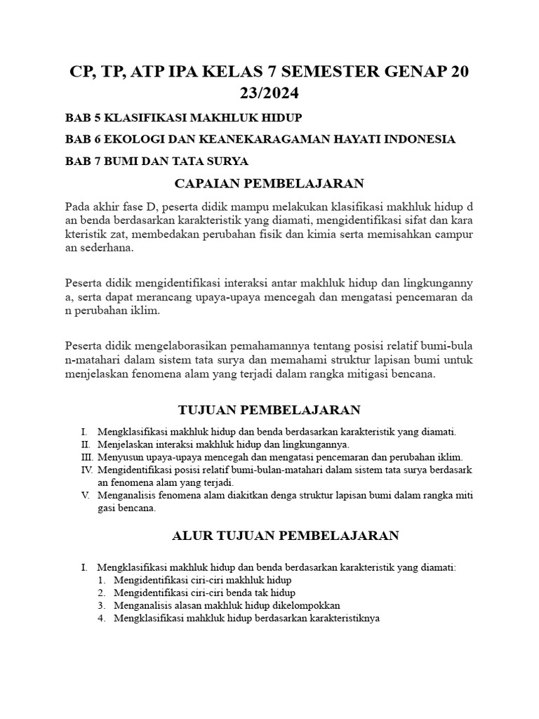 CP, TP, Atp Ipa 7 Genap | PDF