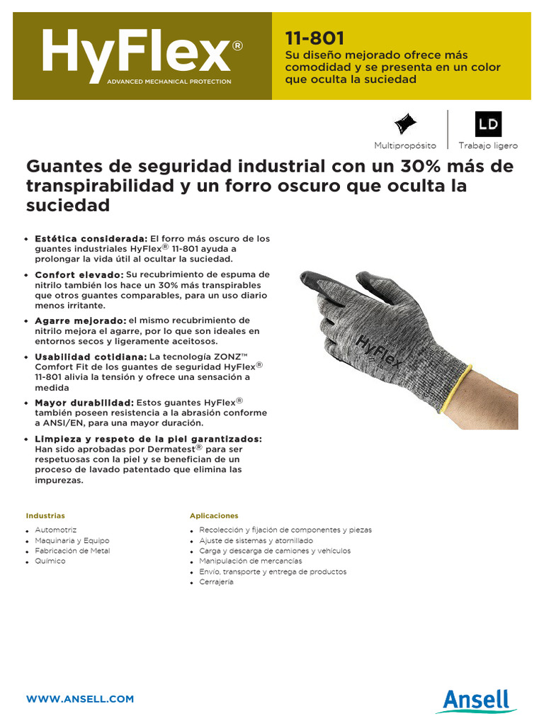 Hyflex-11-801 Pds MX | PDF | Guante | Ingeniería
