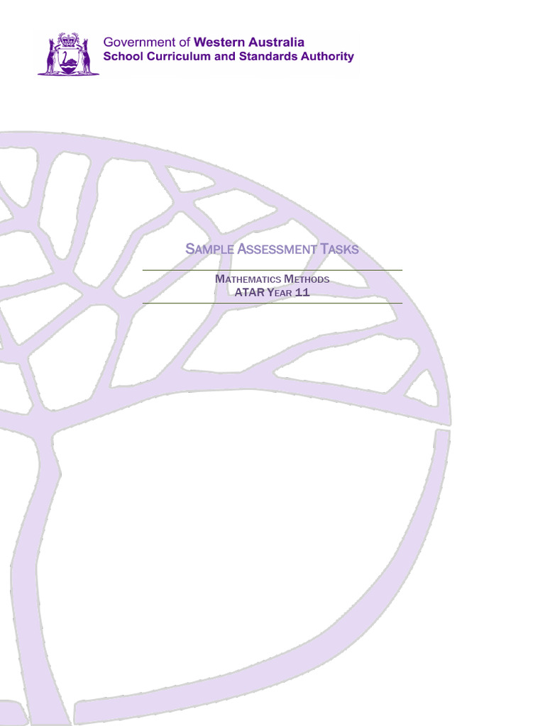 Mathematics Methods ATAR Y11 Sample Assessment Tasks 1-1 | PDF ...