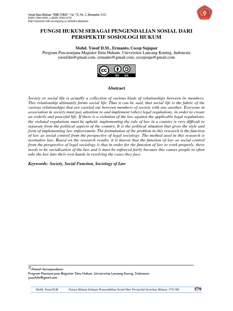 Fungsi Hukum Sebagai Pengendalian Sosial Dari Pers | PDF | Liberal Arts Education | Justice