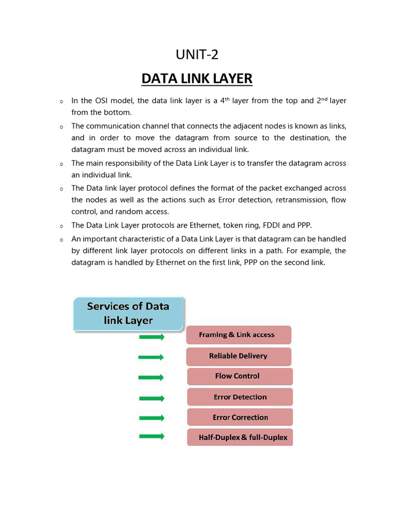 Unit-2 Data Link Layer | PDF | Computer Network | Network Protocols