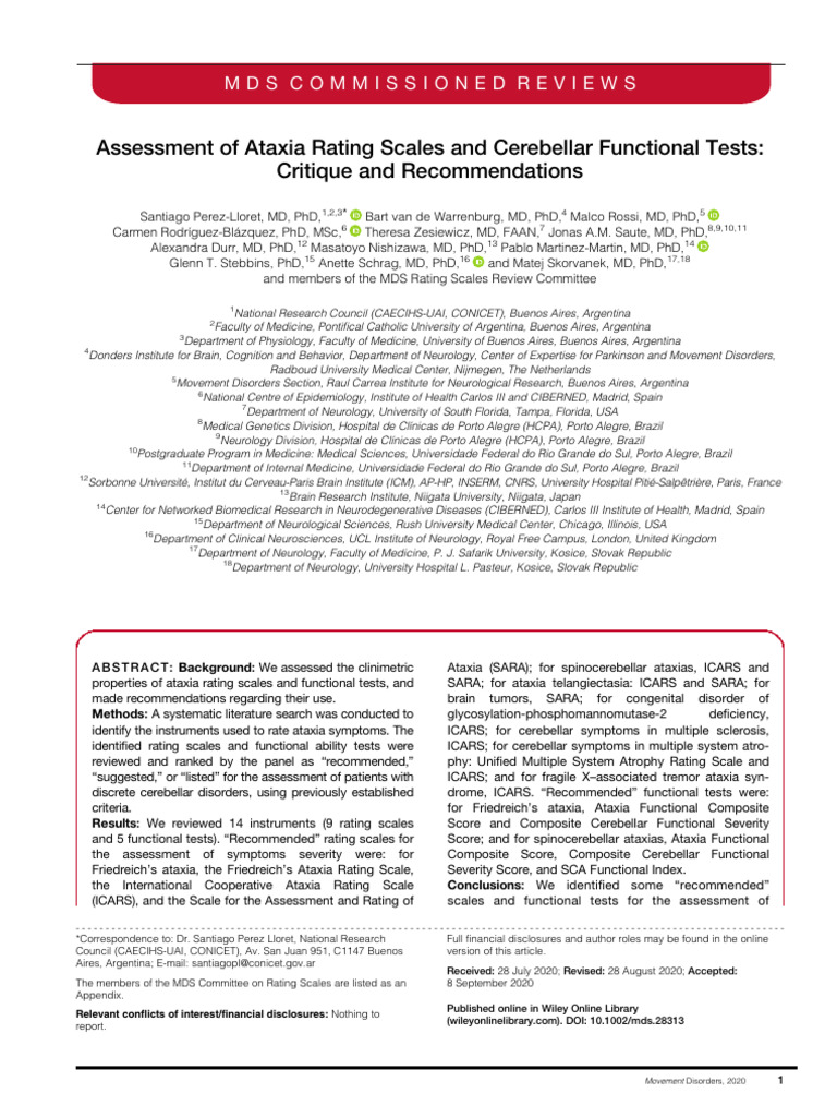 Asessment Ataxia Rating Scales | PDF | Diseases And Disorders | Causes ...