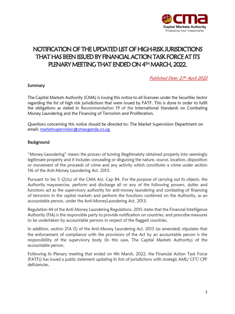 CMA High Jurisdiction Notice April 2022 | PDF | Justice | Crime & Violence