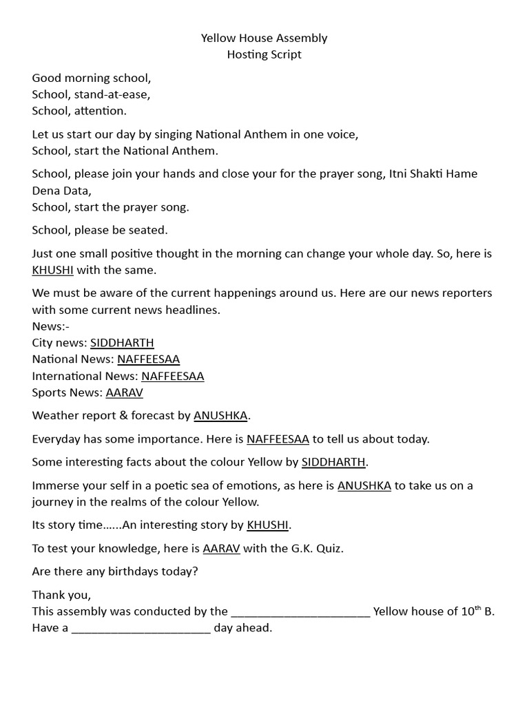 Yellow House Assembly | PDF