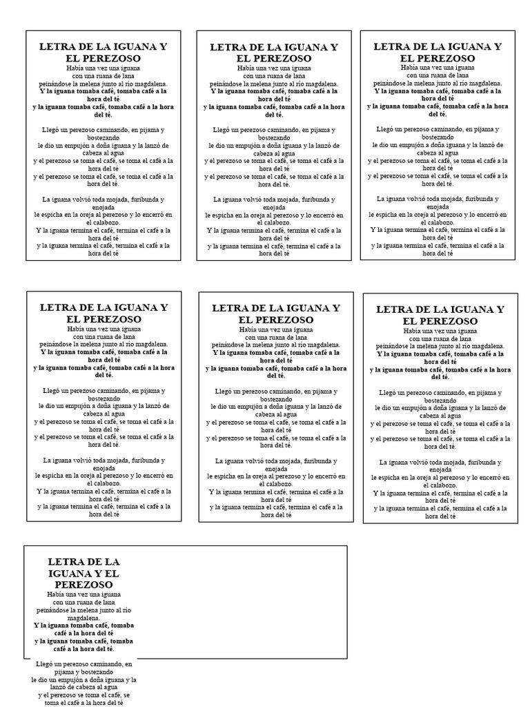 La Iguana y El Peresozo | PDF