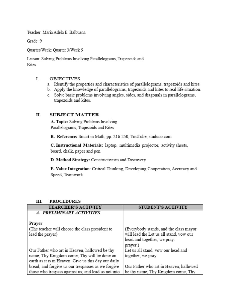 Solving Problems Involving PTK | PDF | Rectangle | Area